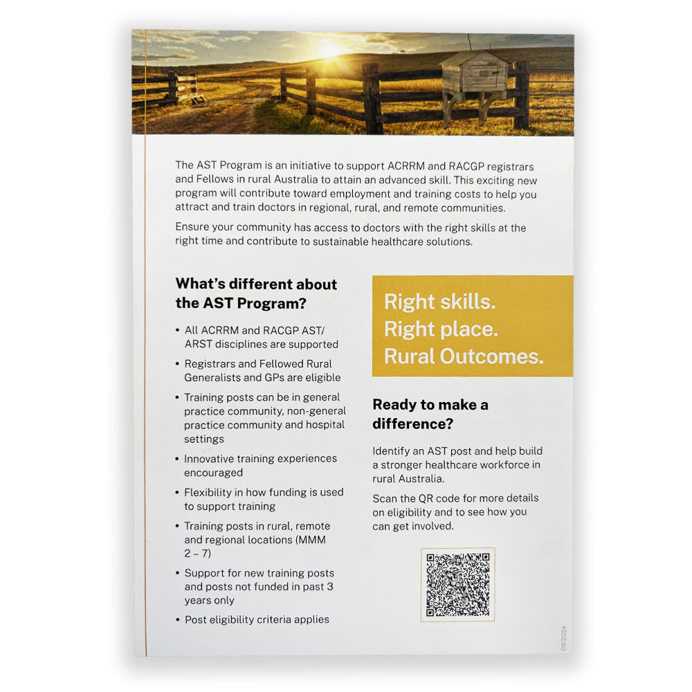 Flyer - AST Program Training Posts – ACRRM MERCHANDISE